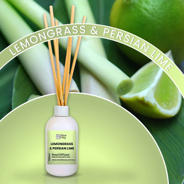 Lemongrass & Persian Lime Reed Diffuser by Stevie Buoy