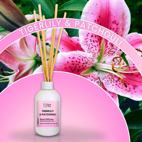 Tigerlily & Patchouli Reed Diffuser by Stevie Buoy